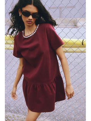 Buy H&M Rhinestone-Embellished Dress Red (XXS) Online