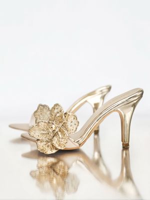 Buy Signature Sole Gold Pointed Toe Heels for Women Online