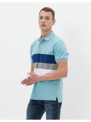 Buy American Eagle Men Blue Colorblock Pique Polo Shirt Online
