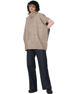 Buy ONLY Women Self Design Brown Poncho Online