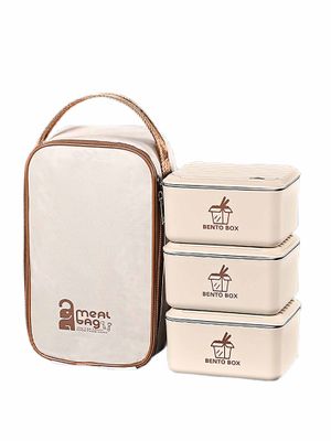Buy Little Surprise Box Cream 3Pcs Bento Steel Lunch Box Container Set ...