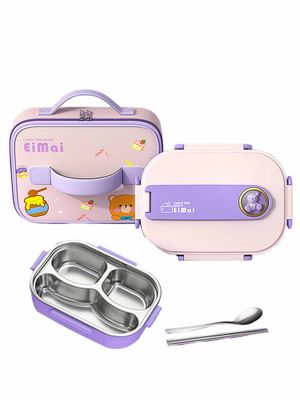 Buy Little Surprise Box Purple Teddy Stainless Steel Lunch Box With ...