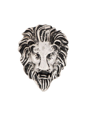Buy The Tie Hub Men Oxidised Silver Lion Face Metal Lapel Pin Online