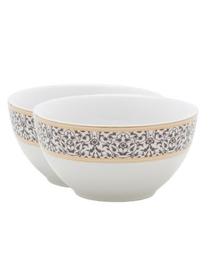 Buy Pure Home + Living Set Of 2 White Ceramic Side Bowls With Gold Rim ...