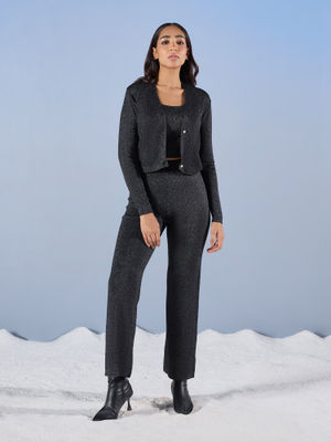 Buy RSVP by Nykaa Fashion Black And Silver Scoop Neck Co Ord (Set of 3 ...