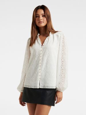 Buy Forever New Saskia Embroidered Btn Detail Blouse Online