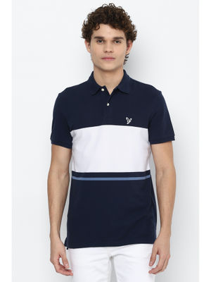 Buy American Eagle Men Blue & White Colorblock Polo T- Shirt Online