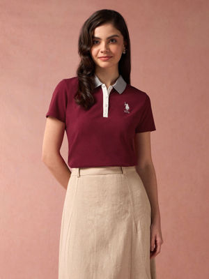 Buy U.S. POLO ASSN. Contrast Placket Solid Polo T-Shirt (L) Online