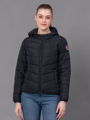 Buy Red Tape Black Polyester Solid Womens Padded Jacket Online