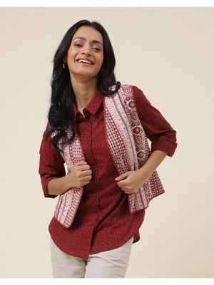 Buy Fabindia White Cotton Hand Block Printed Jacket Online