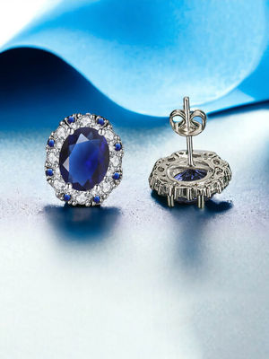 Buy Designs & You Crushed Ice Cut Cubic Zirconia Silver Plated Navy ...