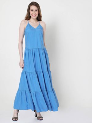 Buy VERO MODA Women Solid Blue Dress Online