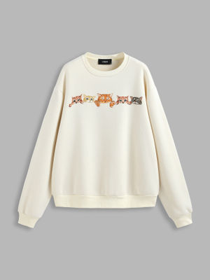 Buy Cider Terry Cat Pattern Sweatshirt (XS) Online