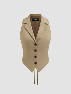 Buy Cider V-neck Solid Button Knotted Blazer Vest (S) Online