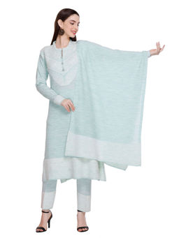 Buy Montrex Womens Aqua Full Sleeve Self Design Round Neck Kurta with ...