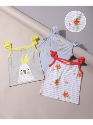 Buy Mi Arcus Cotton Printed Camisole Vest For Baby Girl (Pack of 3) Online