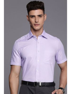 Buy Louis Philippe Men Purple Self Design Half Sleeves Formal Shirt Online