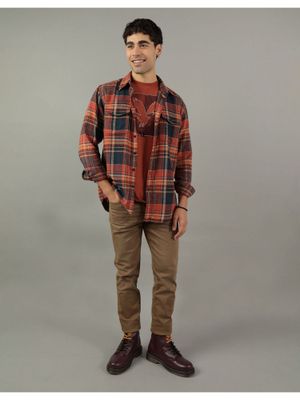 Buy American Eagle Men Rust Super Soft Flannel Shirt online