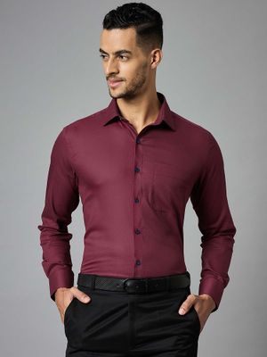 Buy Men's Red Full Sleeves Regular Fit Formal Shirt Online