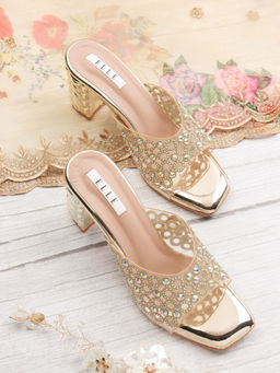 Buy ELLE Gold Women Slip On Sandals Online