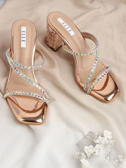 Buy ELLE Gold Women Slip On Sandals Online