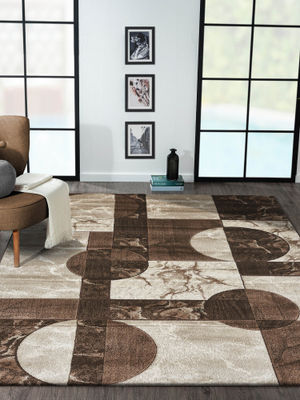 Buy OBSESSIONS Polypropylene Geometric Machine Made Carpet Beige Online