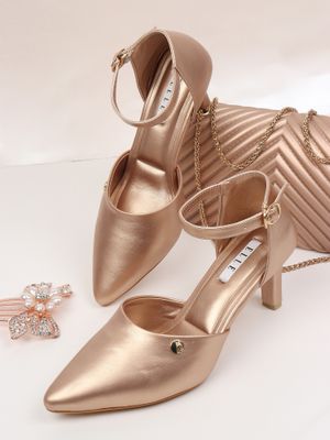 Buy ELLE Gold Women Buckle Mules Online