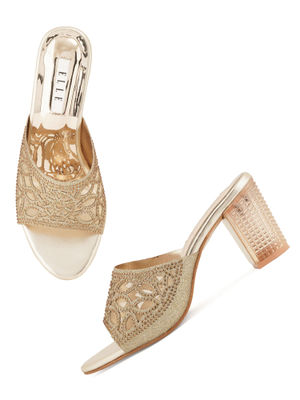 Buy ELLE Gold Women Slip On Sandals Online