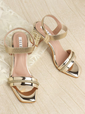 Buy ELLE Gold Women Slip On Sandals Online