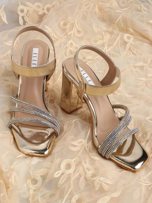 Buy ELLE Gold Women Slip On Sandals Online