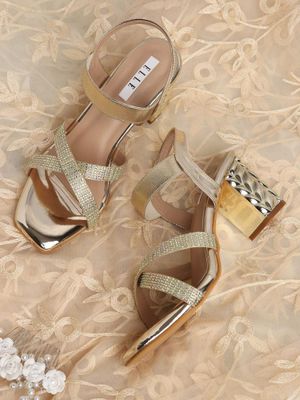 Buy ELLE Gold Women Slip On Sandals Online