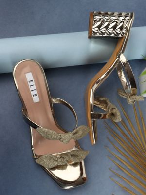 Buy ELLE Gold Women Slip On Sandals Online