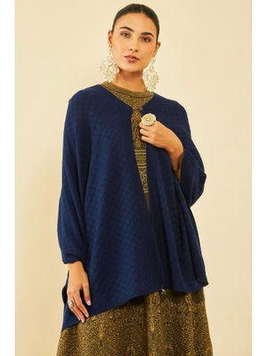 Soch Shawls : Buy Soch Womens Navy Blue Acrylic Woven Design Shawl ...
