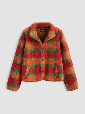 Buy Cider Plaid Teddy Fleece Jacket (XXS) Online
