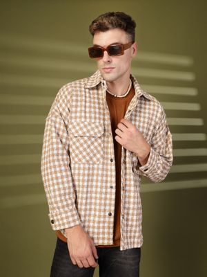 Buy CHKOKKO Beige Dlanxa Men Shackets (3XL) Online