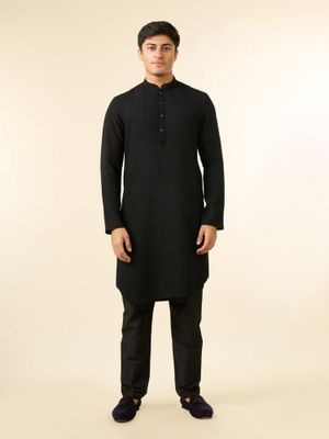 Buy Diwas by Manyavar Men Black Opulence Kurta with Pyjama (S) Online