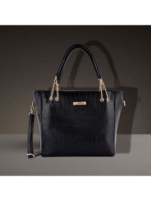 Buy LaFille Latest Croco Texture Handbags for Women (Black) online