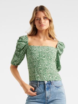Buy Forever New Green Kimberley Ruched Top Online