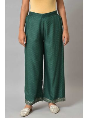 Buy W Green Solid Parallel Pant Online