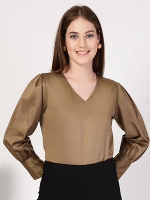Buy Style Quotient Women Bronze Solid Top (S) Online