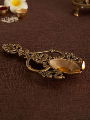 Buy DecorTwist Ahuti Brass Pooja Havan Chammach-Spoon-Harathi Deepak Online