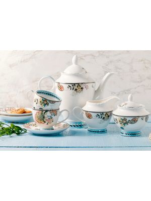 Buy Vigneto Flower Tea Set (6 Cups & 6 Saucers Milk Pot Sugar Pot ...