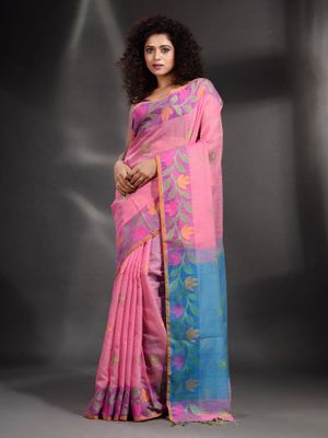 Arhi Handloom Sarees : Buy Arhi Pink Tissue Handwoven Soft Saree with ...