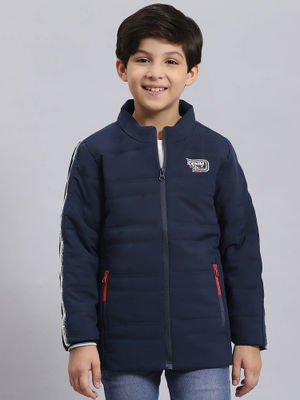 Buy Monte Carlo Navy Blue Solid Jacket Online