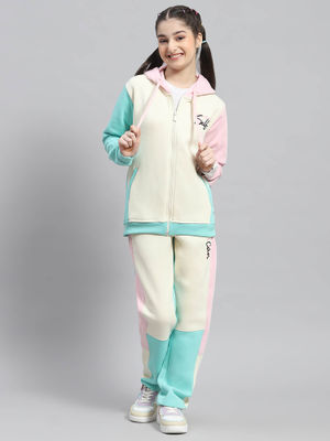 Buy Monte Carlo Cream Colorblock Hood Tracksuit (Set of 2) online