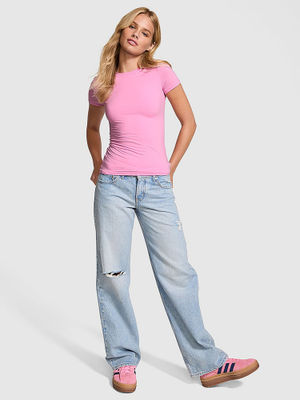 Buy Victoria's Secret Pink Base Stretch Half-Sleeve T-Shirt (XS) Online