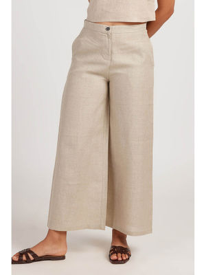 Buy Creatures of Habit Linen Wide Leg Pant Ginger Beige Online