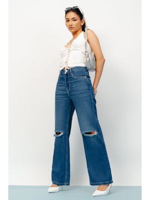 Buy FREAKINS Box Ripped Straight Jeans Online