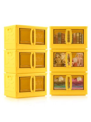 Buy Kuber Industries Yellow Plastic Double Door Storage Box with Lid ...