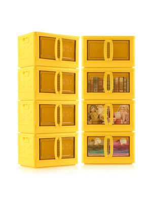 Buy Kuber Industries Yellow Plastic Double Door Storage Box with Lid ...